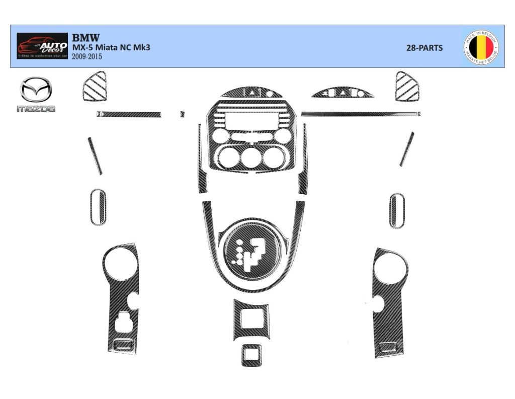 Mazda MX-5 Miata NC Mk3 2009-2015 3D Interior Dashboard Trim Kit Dash Trim Dekor 40-Parts