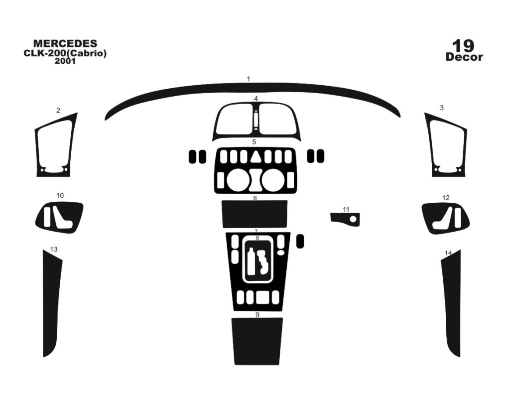 Mercedes Benz W208 CLK-Cabrio 1997–2003 3D Interior Dashboard Trim Kit ...