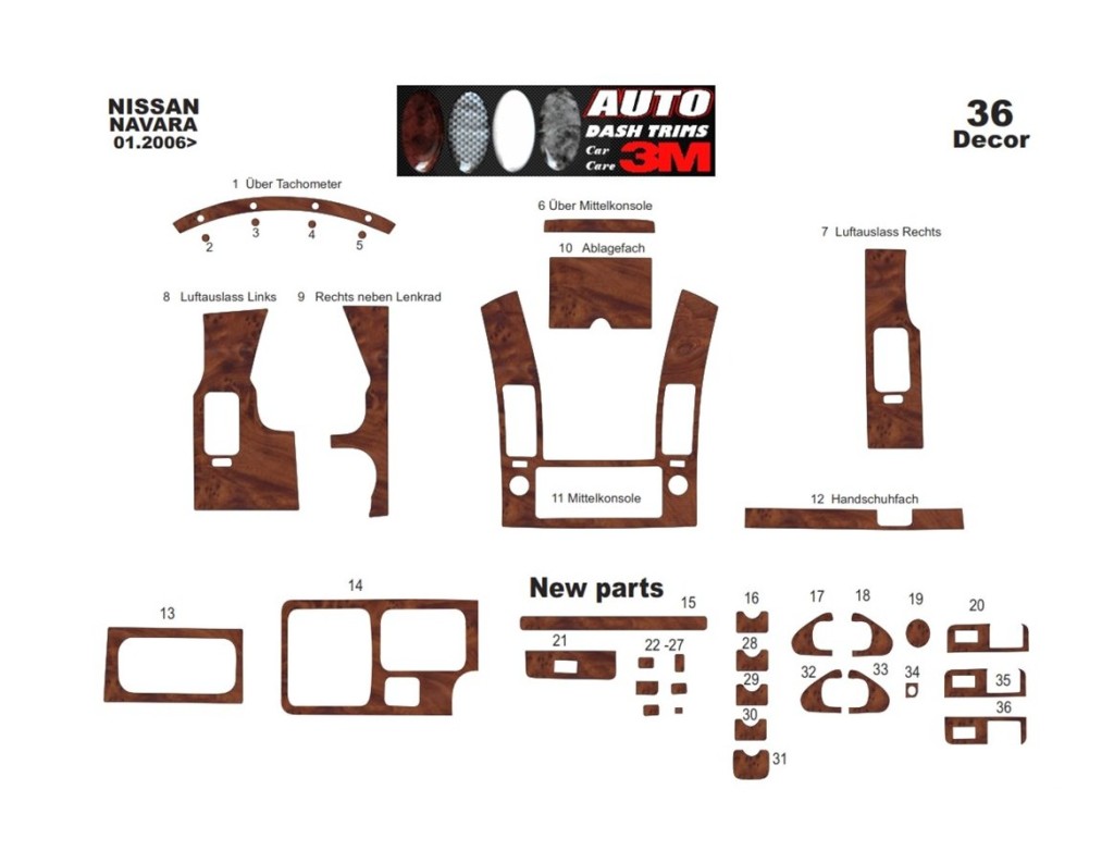 Nissan Navara D40 02.06-12.10 3D Inleg dashboard Interieurset ...