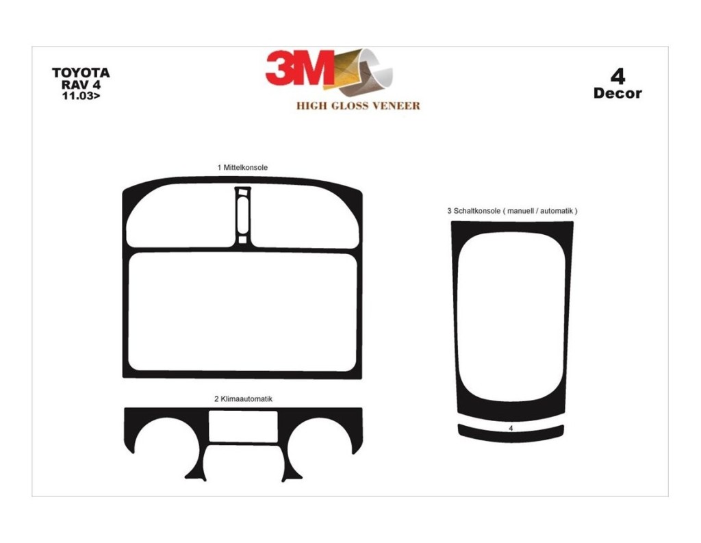 Toyota Rav 4 XA20 11.03-12.04 3D Interior Dashboard Trim Kit Dash Trim ...