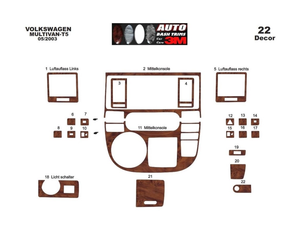 Volkswagen Multivan T5 08.03-08.09 3D Inleg dashboard Interieurset ...