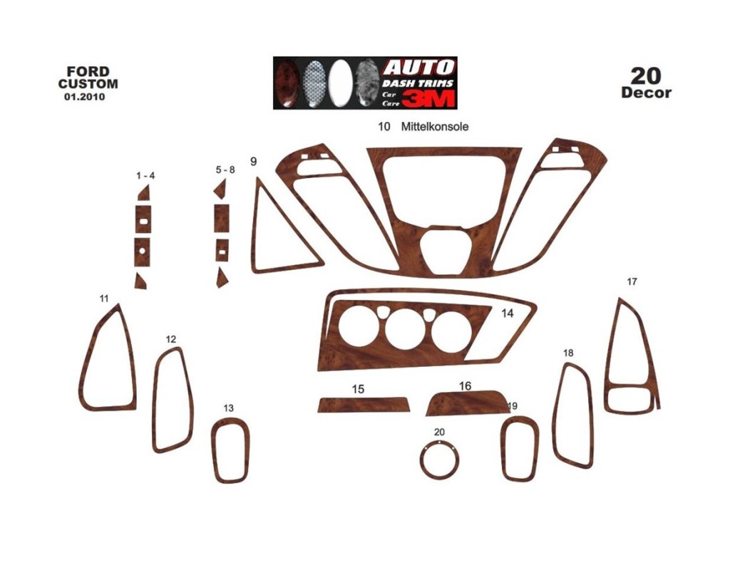 Ford Transit Custom 01.2014 3D Interior Dashboard Trim Kit Dash Trim ...